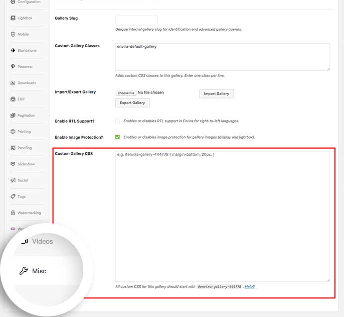 How to add CSS to your gallery using the CSS Addon for Envira Gallery